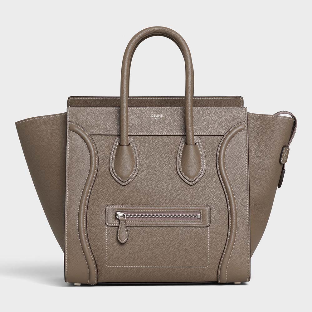 Celine Women Mini Luggage Handbag in Baby Drummed Calfskin-Brown
