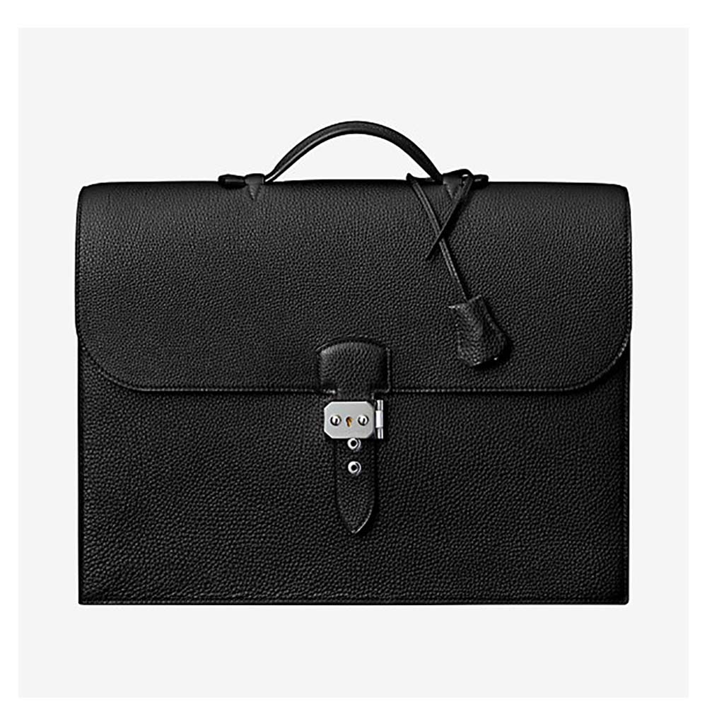 Hermes Men Sac A Depeches 38 Briefcase Black Hermes Men Sac A Depeches 38 Briefcase Black