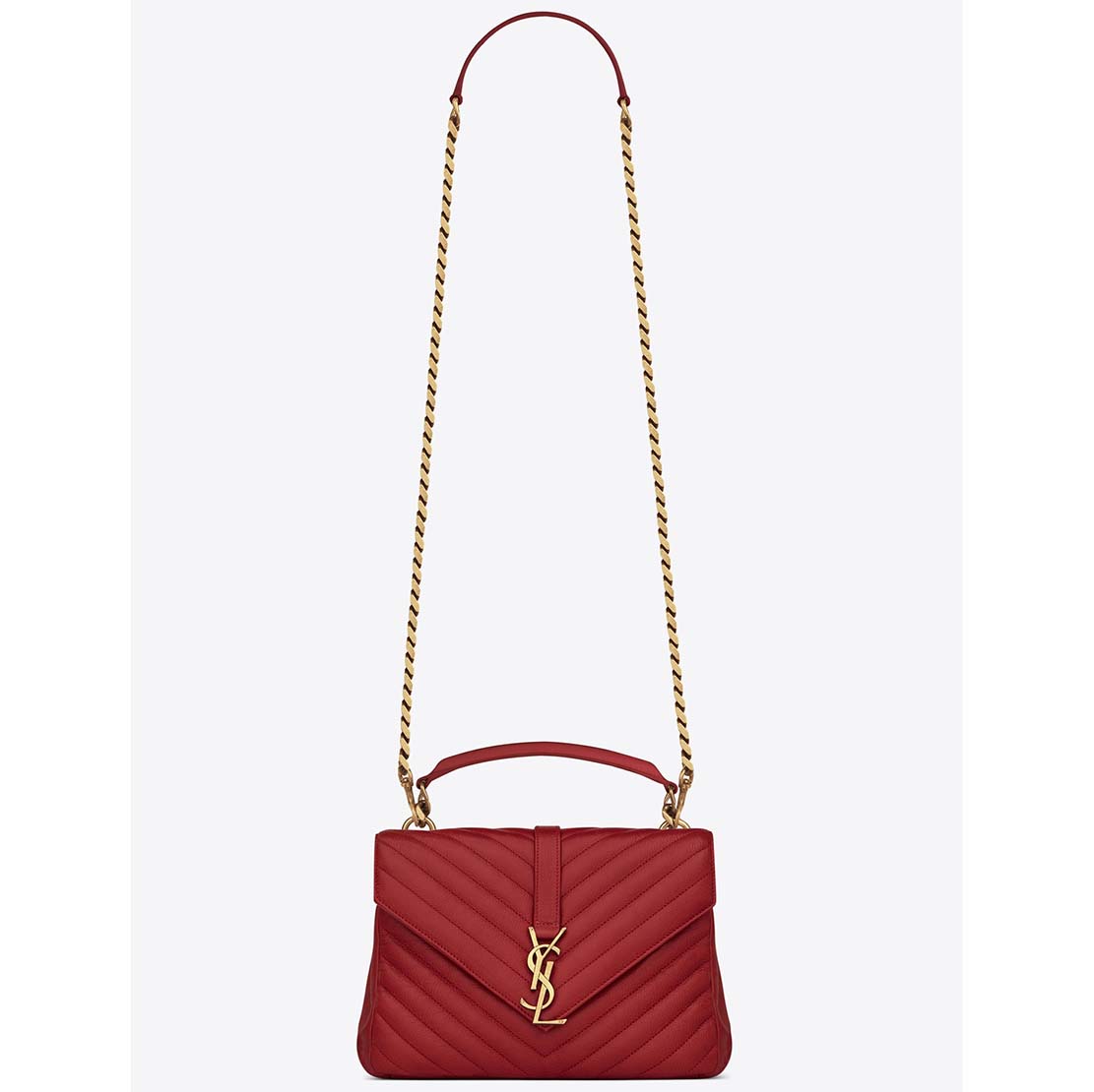 Saint Laurent YSL Women College Medium In Matelasse Leather-Red