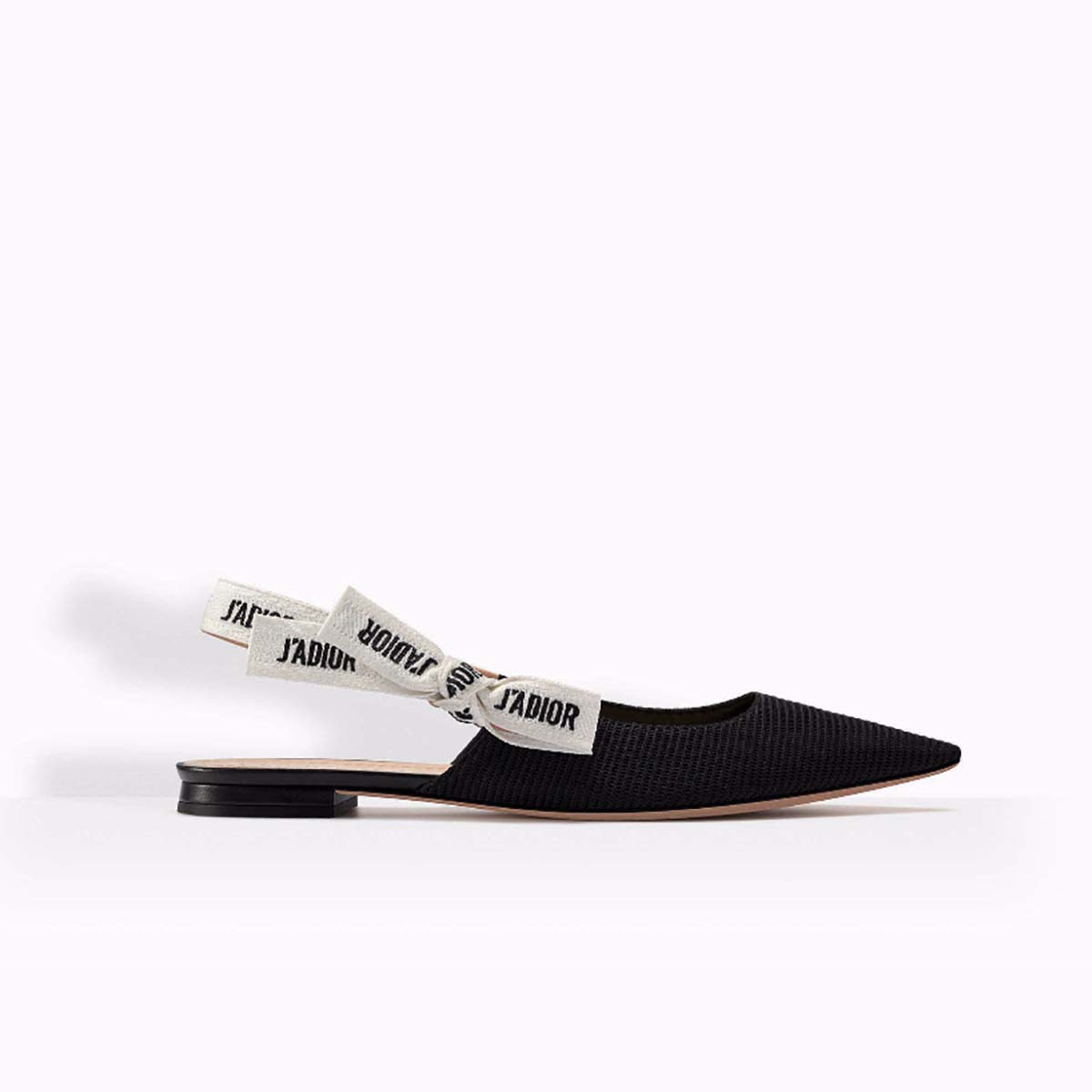 Dior Women Ballerina Technical Canvas J'Adior Ribbon 1cm Shoes Black