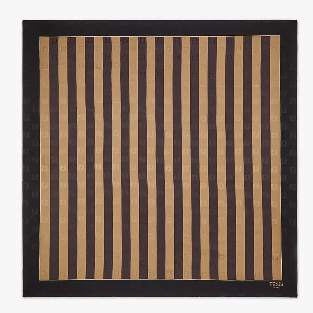 Fendi Women Pequin Foulard Brown Silk Foulard
