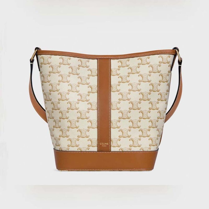 Celine Women Mdium Triomphe Bag In Textile And Calfskin Navy