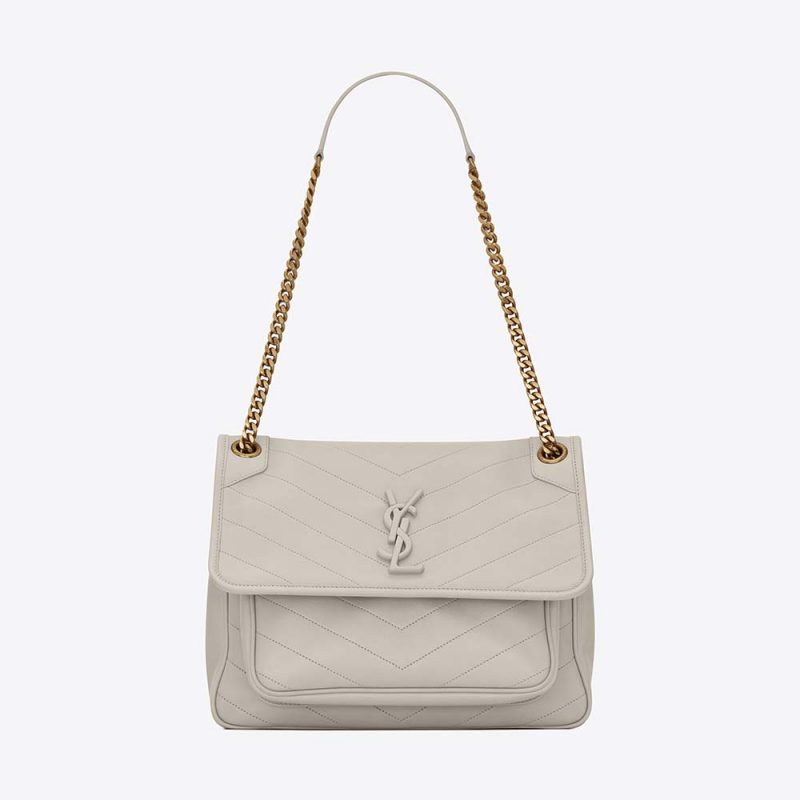 Saint Laurent YSL Women Niki Baby in Lambskin-Dark Green