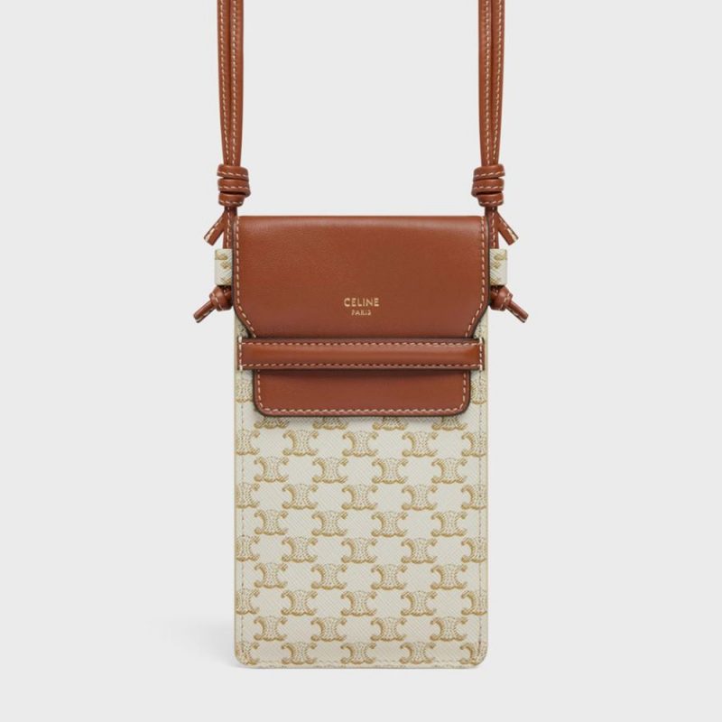 Celine Women Small Pouch in Textile with Triomphe Embroidery