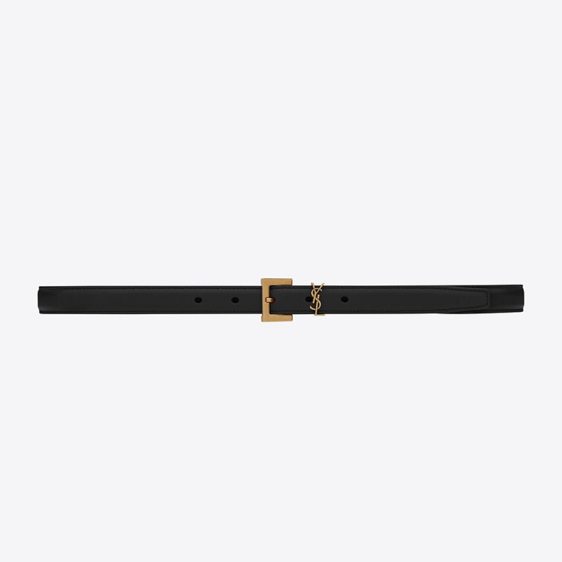 Saint Laurent YSL Women Monogram Narrow Belt with Square Buckle in ...