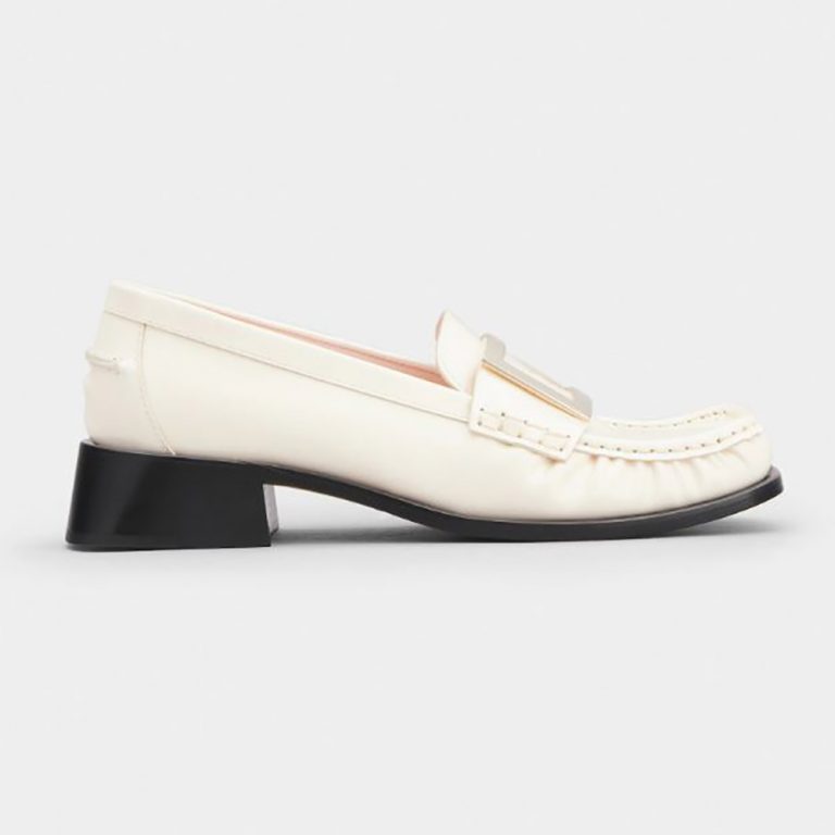 Roger Vivier Women Preppy Viv' Metal Buckle Loafers in Patent Leather-Black