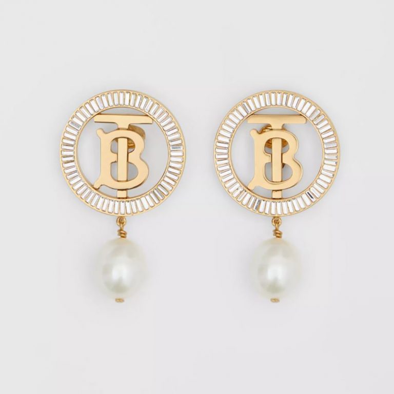 Burberry Women Gold and Palladium-plated Monogram Motif Earrings