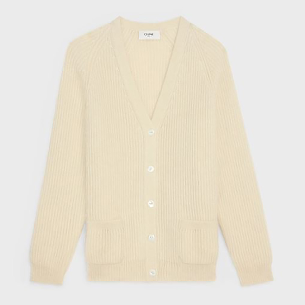 Celine Women Long Cardigan in Silk and Mohair
