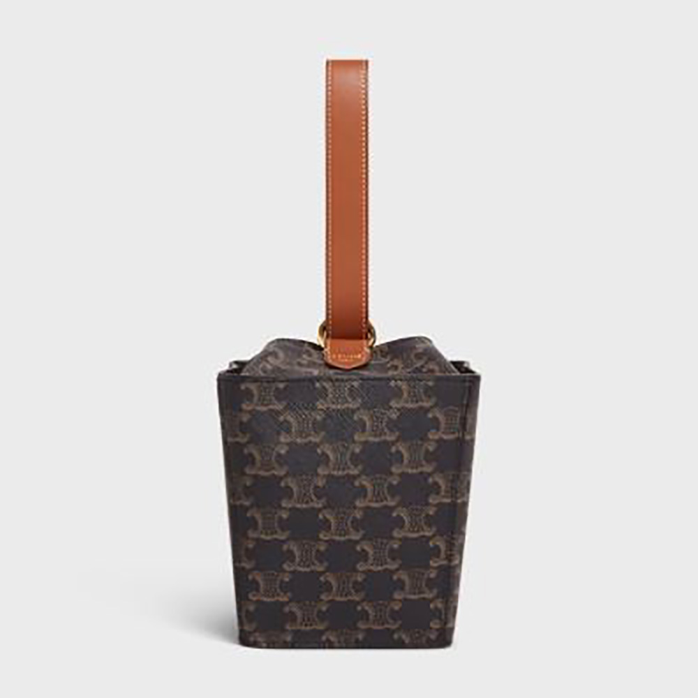 Celine Women Clutch on Strap in Triomphe Canvas and Calfskin