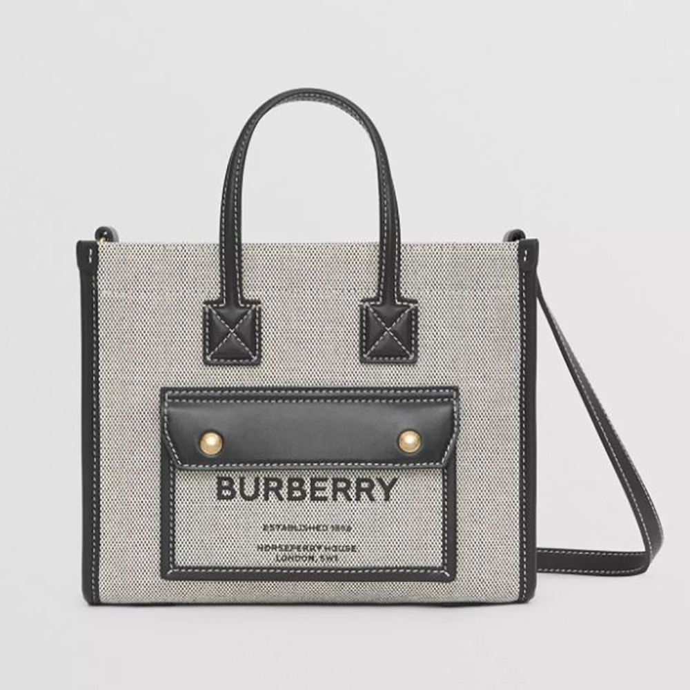 Burberry Women Mini Two-tone Canvas and Leather Freya Bag