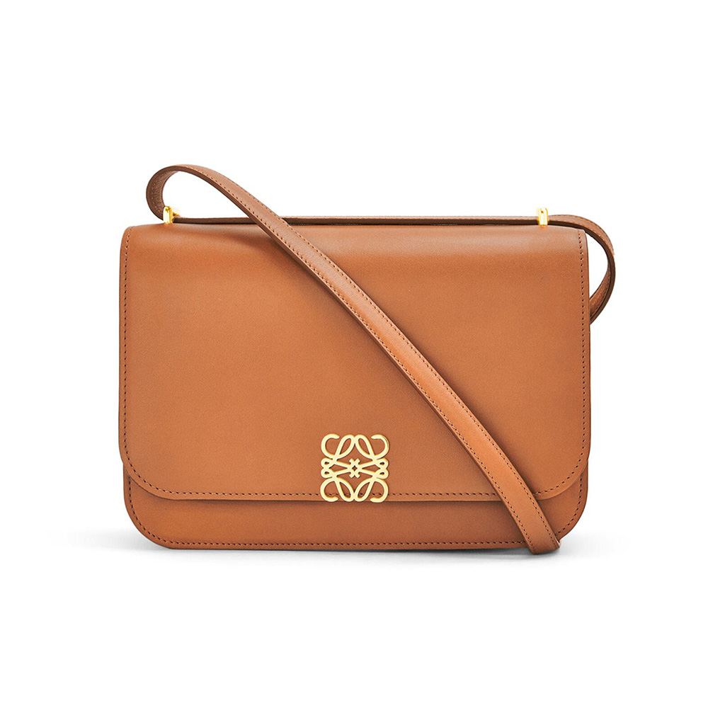 Loewe Women Goya Bag in Silk Calfskin-Brown