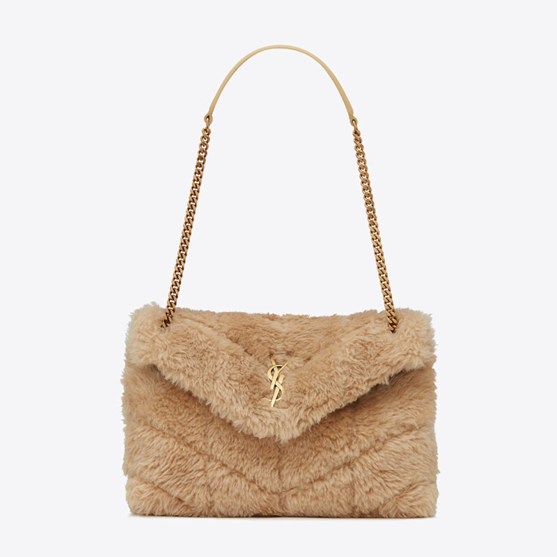 Saint Laurent YSL Women Puffer Small Bag in Merino Shearling and Lambskin
