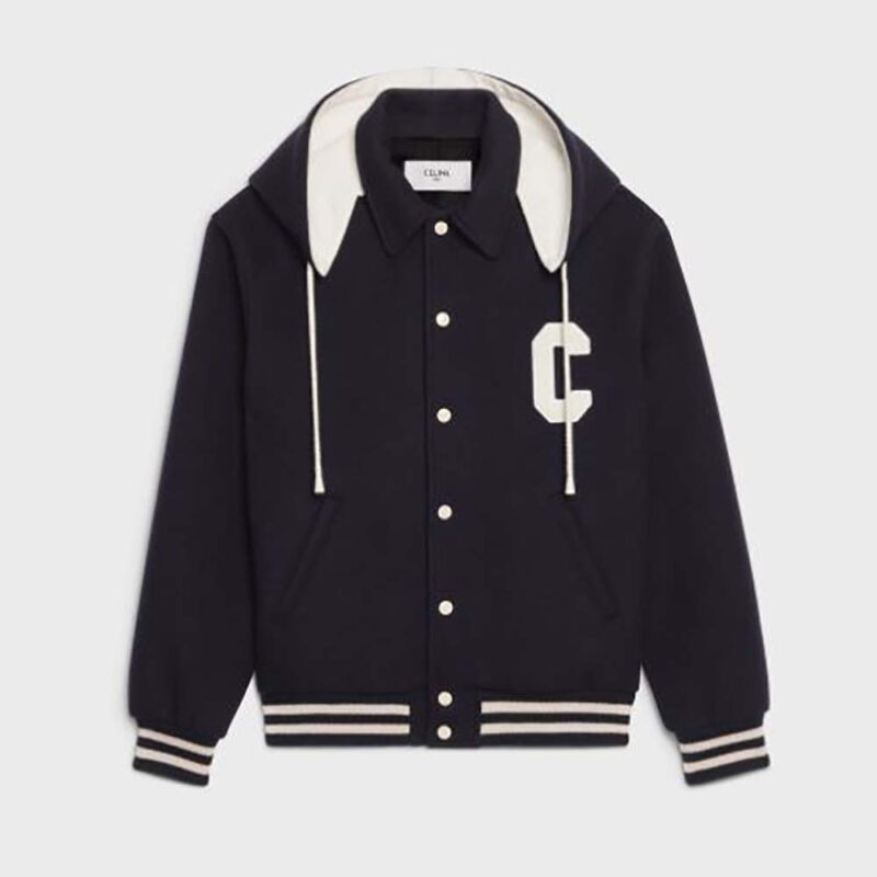 Celine Women Hooded Overshirt in Checked Wool