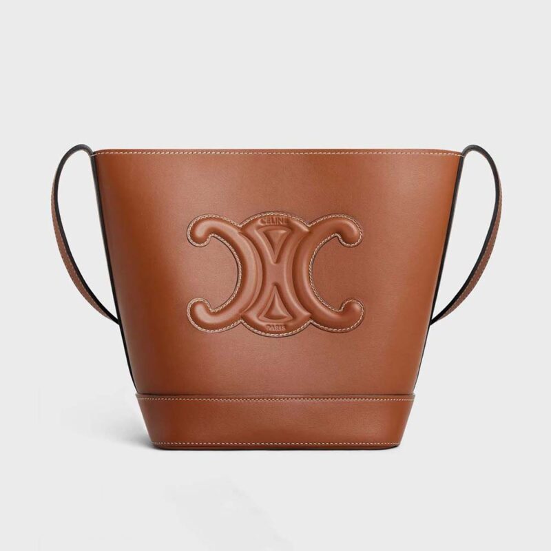 Celine Women Small Bucket Cuir Triomphe in Textile and Calfskin