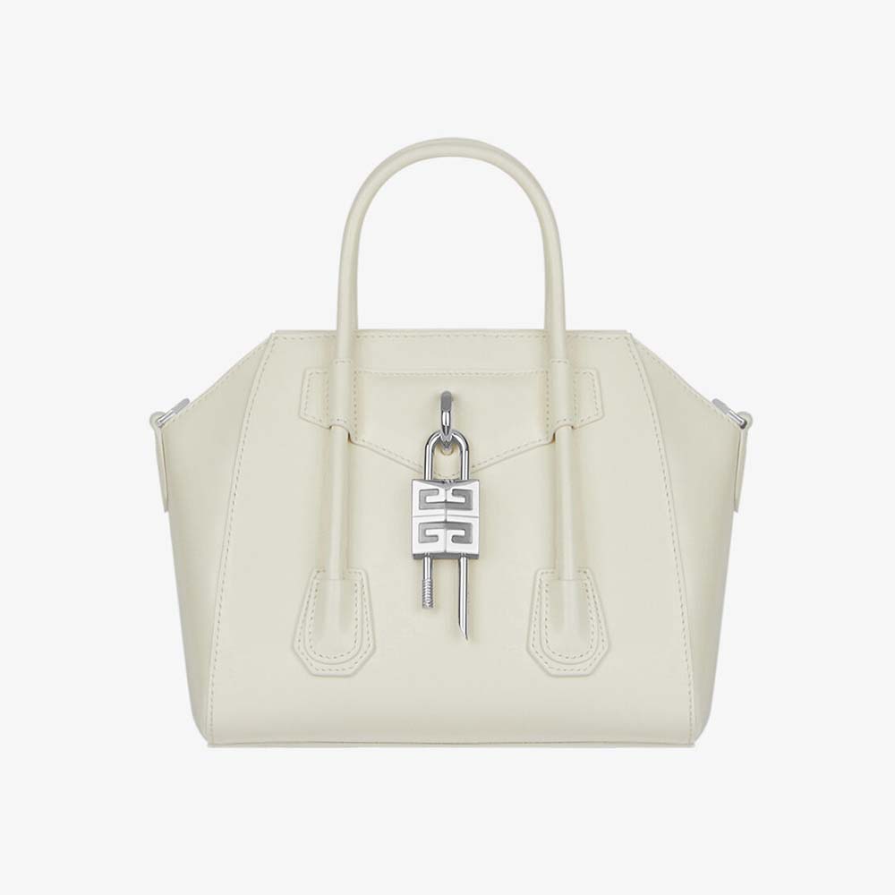 Givenchy Women Mini Antigona Lock Bag in Box Leather-Black