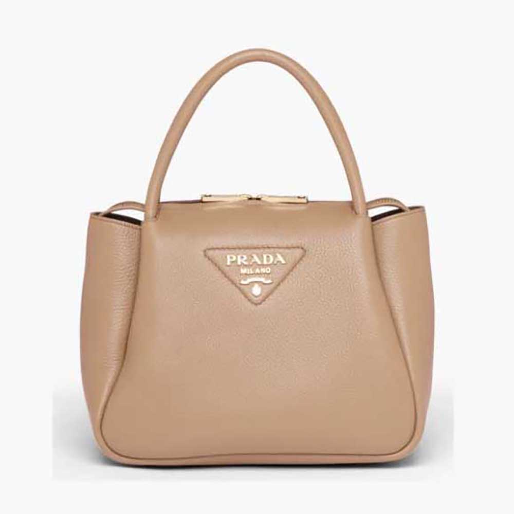 Prada Women Small leather Handbag with the Prada Metal Lettering Logo ...