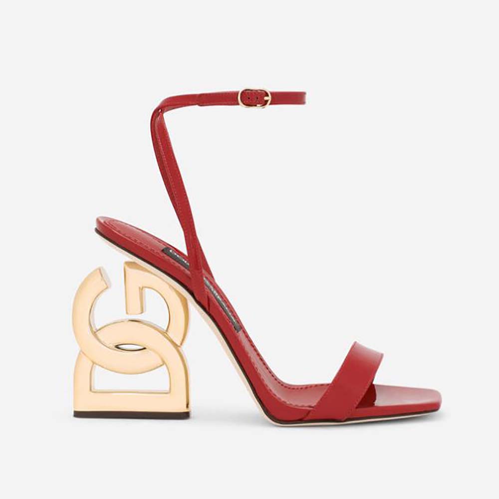 Dolce Gabbana D G Women Patent Leather Sandals With 3 5 Heel Black Dolce Gabbana D G Women Patent Leather Sandals With 3 5 Heel Black