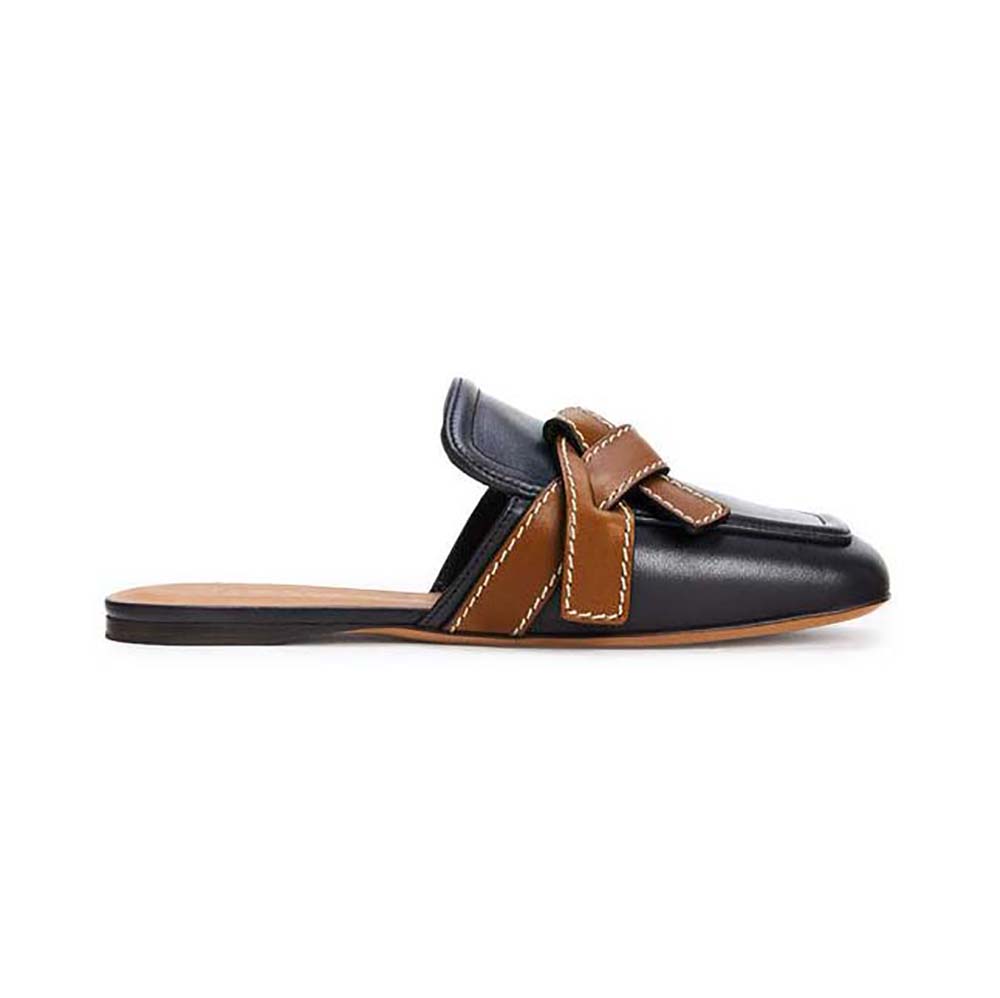 Loewe Women Gate Flat Mule in Calfskin-Brown