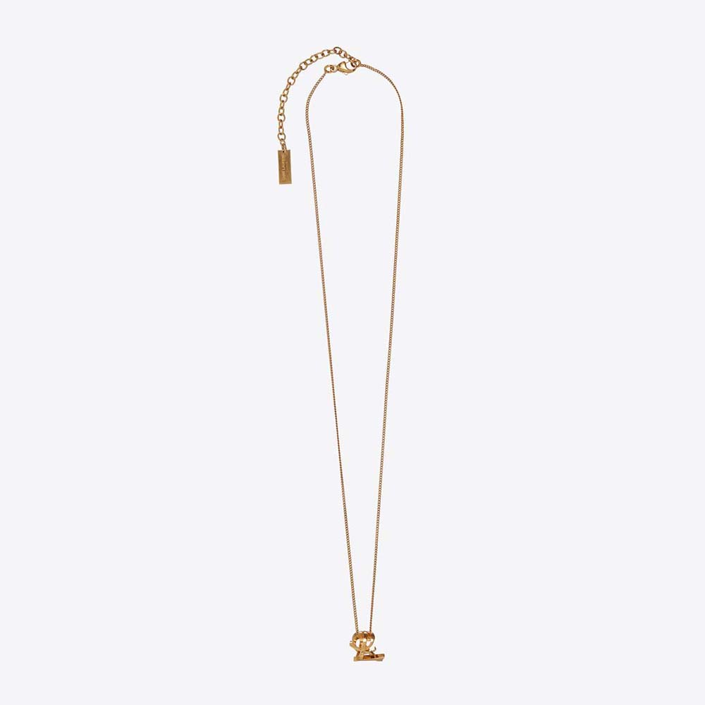 Saint Laurent YSL Women Monogram Twist Pendant Necklace In Metal Saint Laurent YSL Women Monogram Twist Pendant Necklace In Metal