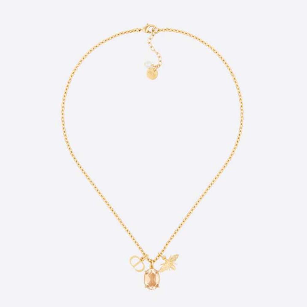 Dior Women Petit CD Necklace Gold-Finish Metal with White Resin Pearl ...