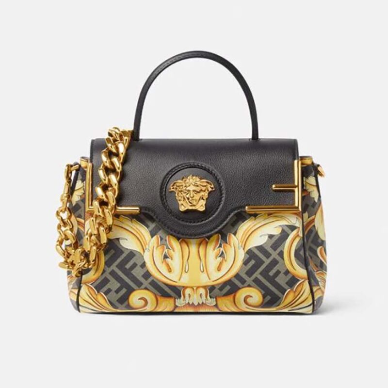 Fendi Women Fendace La Medusa Medium Handbag-Blue