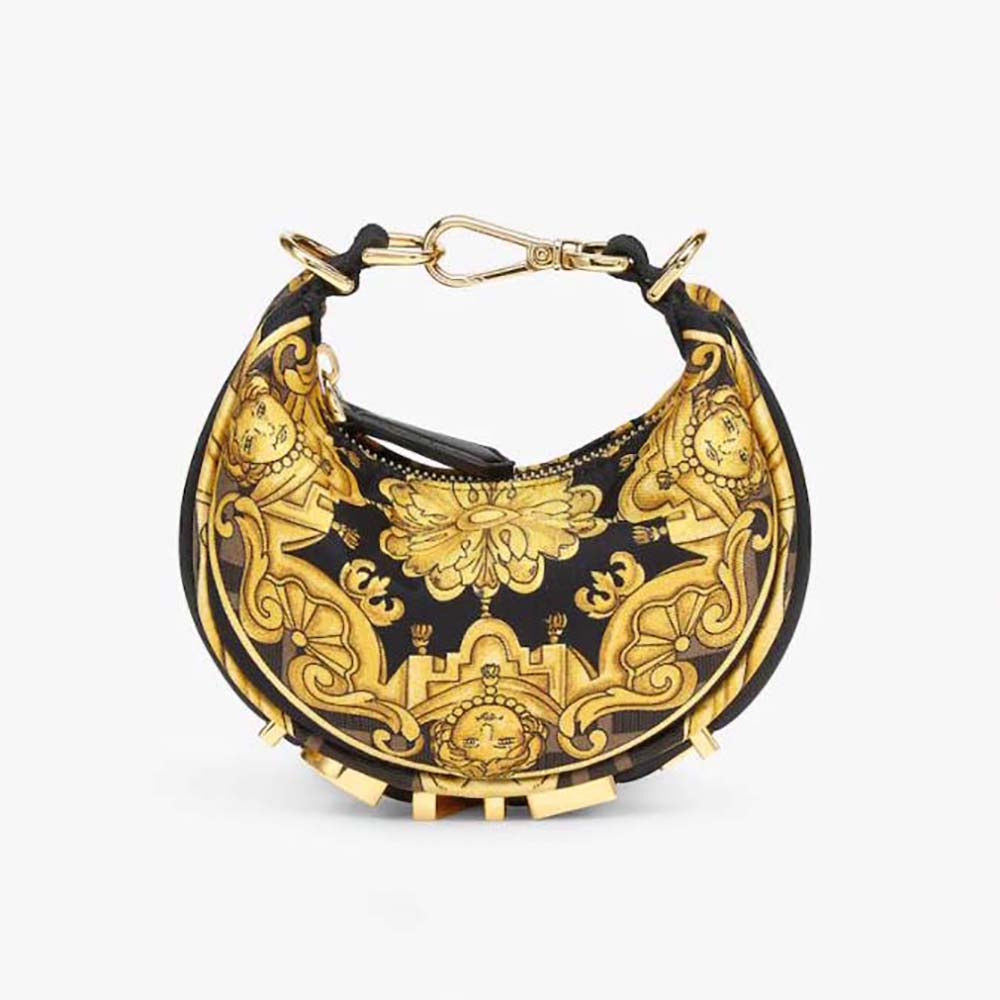 Fendi Women Nano Fendigraphy Fendace Black Silk Charm