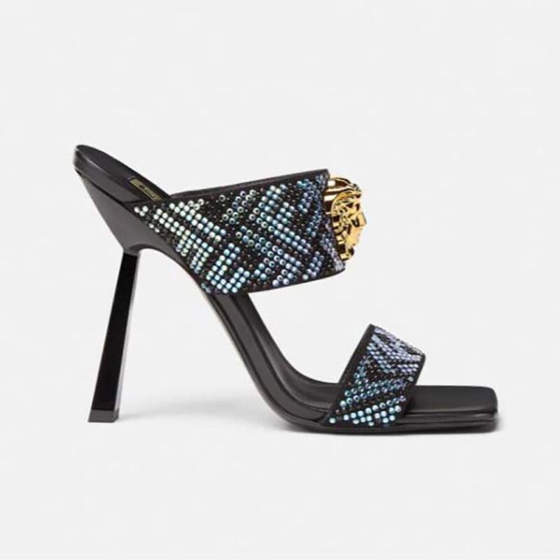 Versace Women Fendace FF Jacquard Mules-Brown