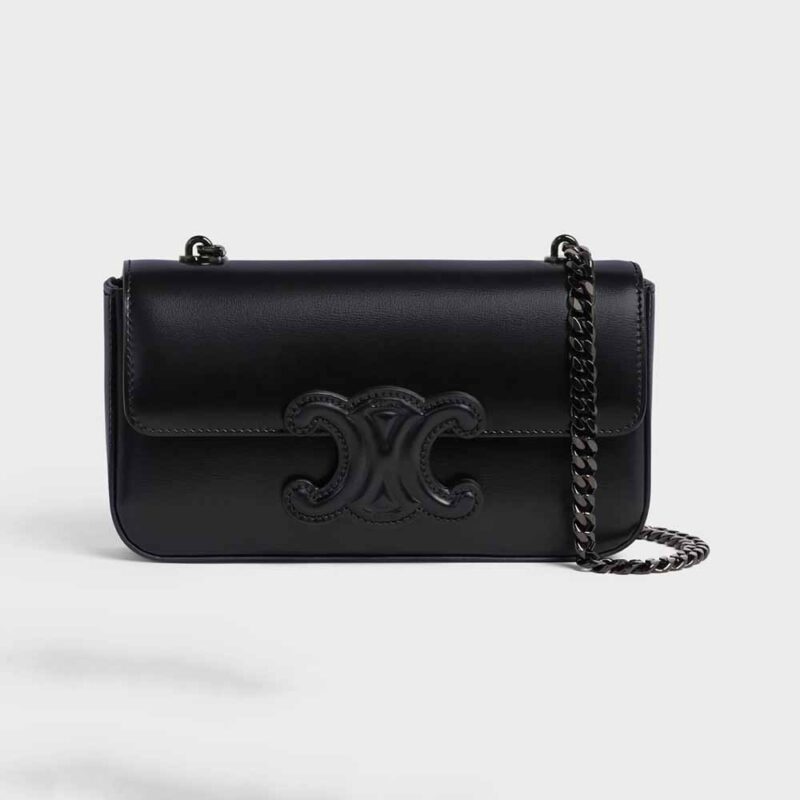 Celine Women Chain Shoulder Bag Cuir Triomphe in Shiny Calfskin-Pink