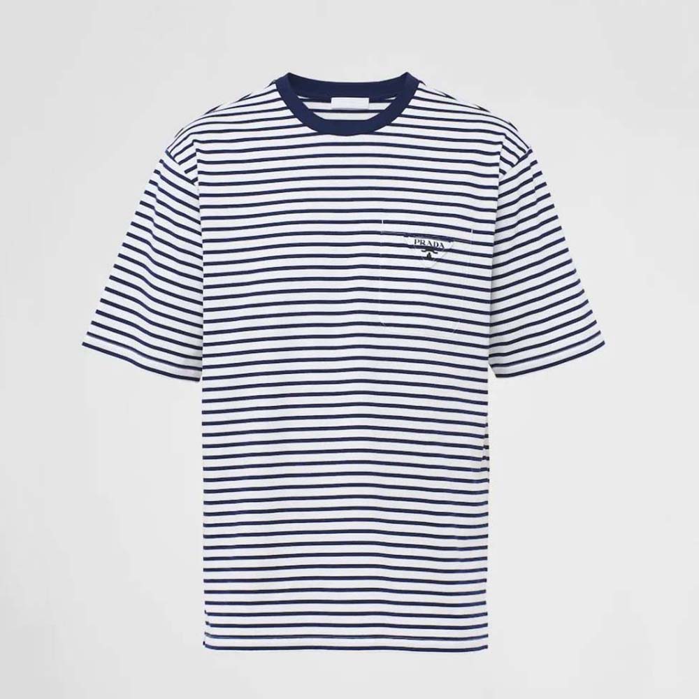 Prada Women Cotton T-shirt with Overprinted Logo