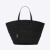 Saint Laurent YSL Women Panier Medium Bag in Crochet Raffia and Smooth ...