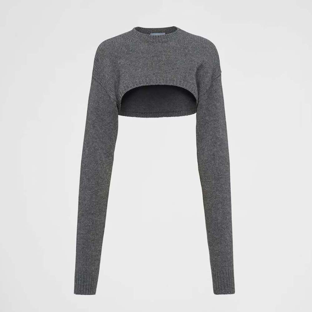 Prada Women Cashmere and Wool Sweater-Silver