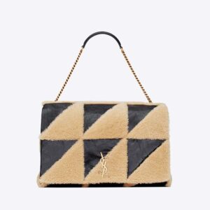 Saint Laurent YSL Women Jamie Giant Chain Bag "Carré Rive Gauche" in Suede and Shearling ...