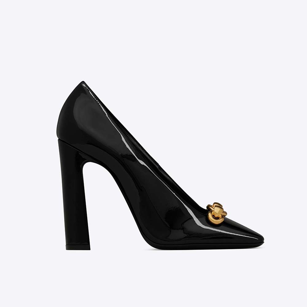 Saint Laurent YSL Women Silvana Pumps in Patent Leather-Black