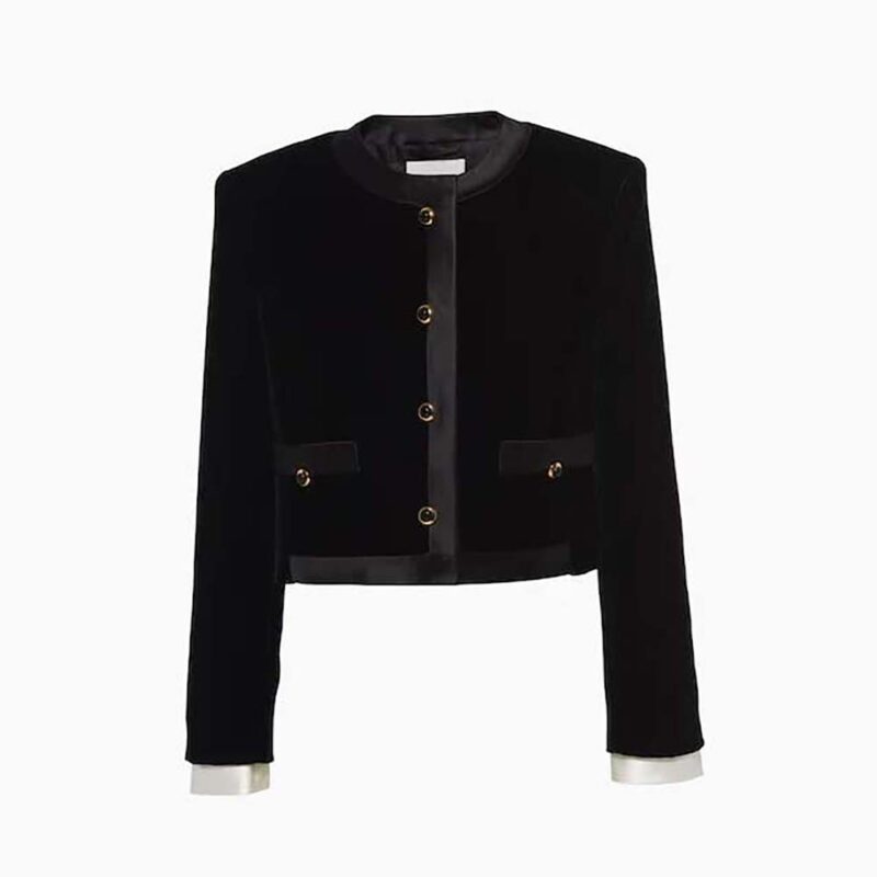 Miu Miu Women Velvet Miniskirt with Knit Logo Label-Black