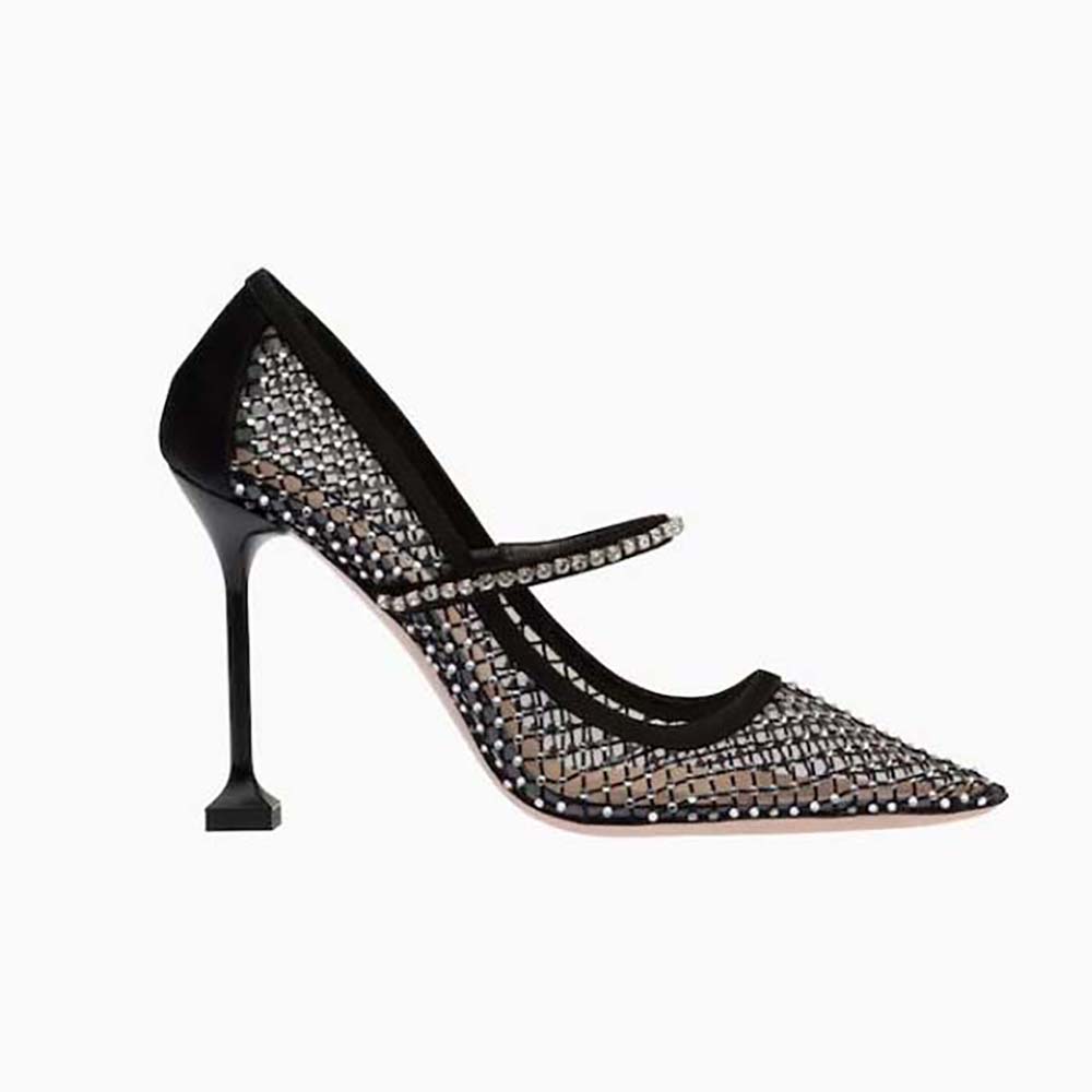Dior Women D-Grace Ballet Pump Black Transparent Mesh and Lambskin