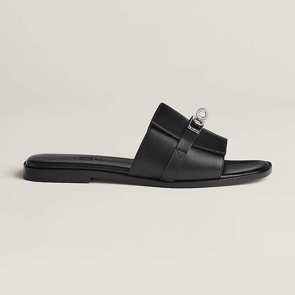 Hermes Women Giulia Sandal in Calfskin with Iconic Palladium-Plated ...