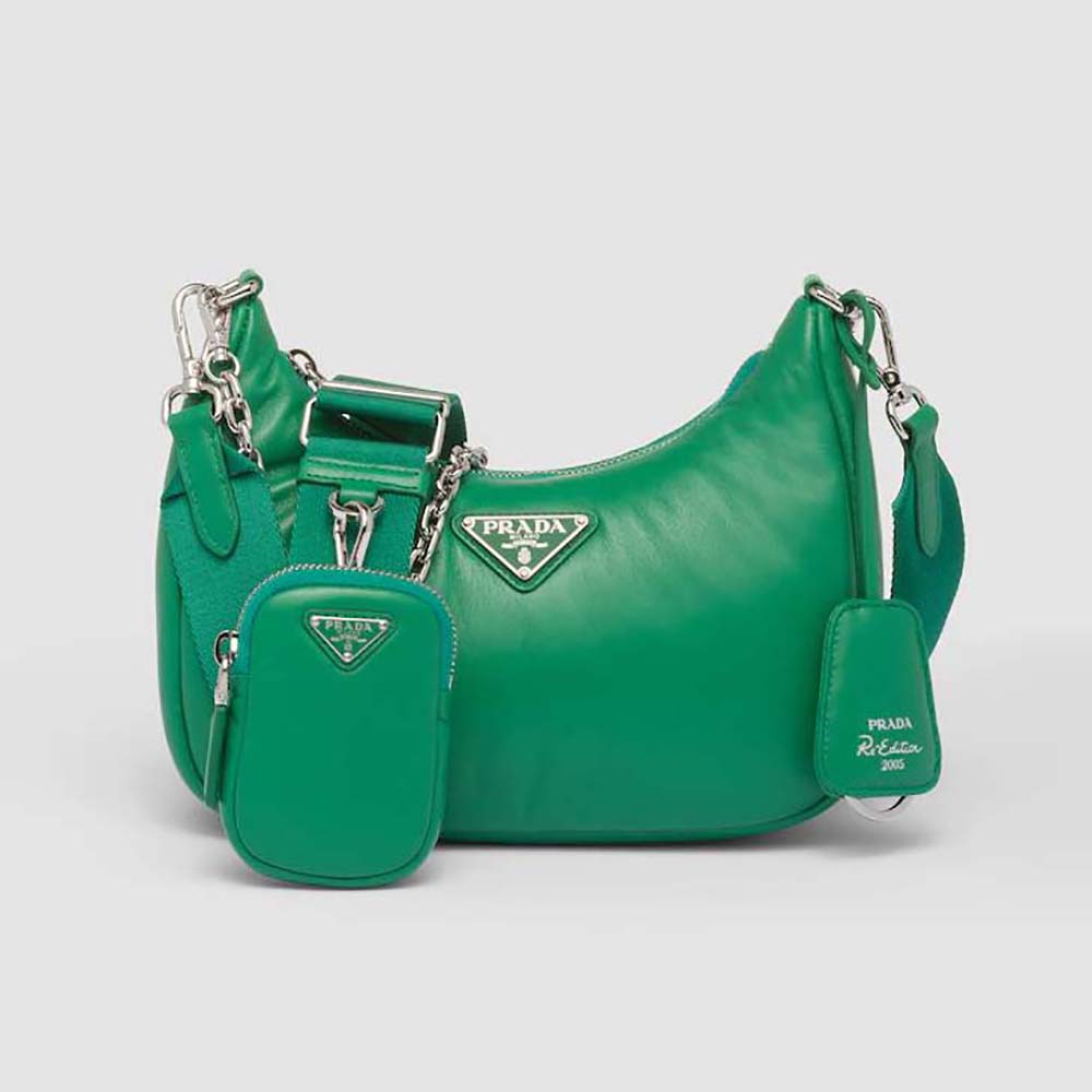 Prada Women Padded Nappa-Leather Prada Re-Edition 2005 Shoulder Bag-Green