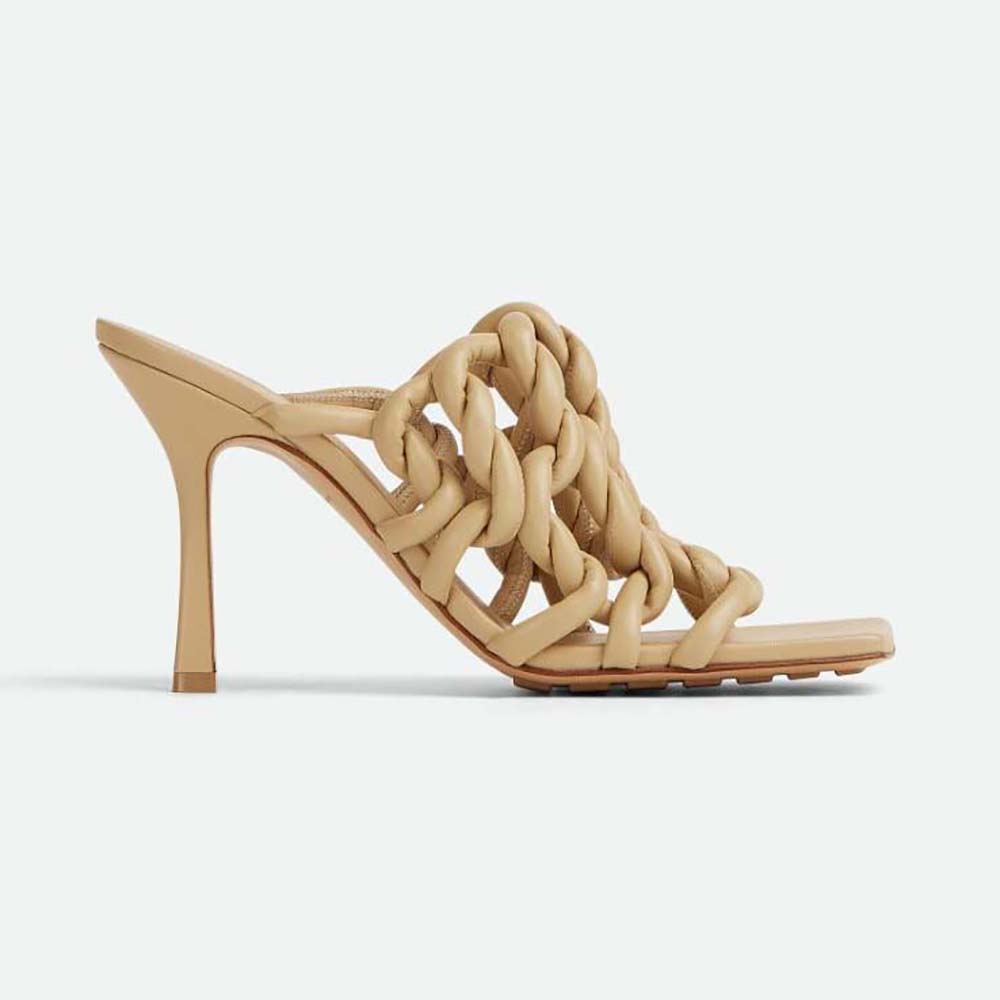 Bottega Veneta Women Stretch Twist Mule Hand-Twisted Tubular Leather-Beige