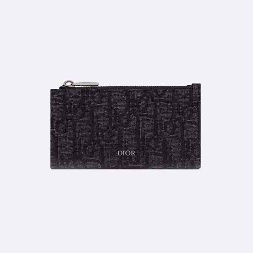 Dior Men Zipped Card Holder Black Dior Oblique Jacquard and Grained ...