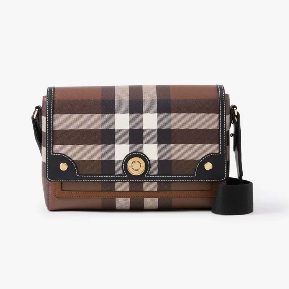 Burberry Women Note Bag with Logo-engraved Studs-Brown