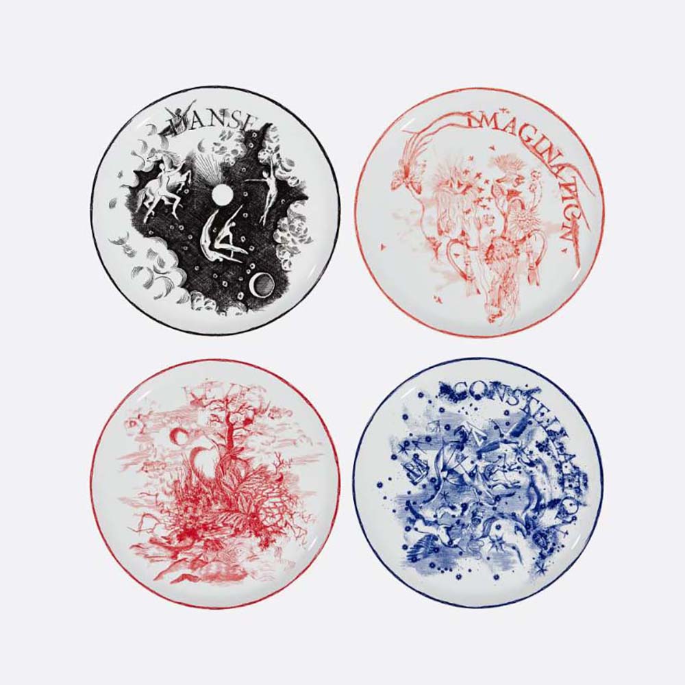 Dior Unisex Set of 4 Dinner Plates Multicolor ABCDIOR Imagination ...