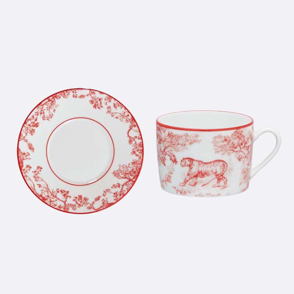 Dior Unisex Teacup Saucer White and Black Monsieur Dior