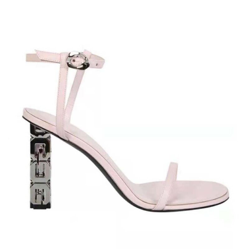 Givenchy Women G Cube Sandals in Leather-Silver