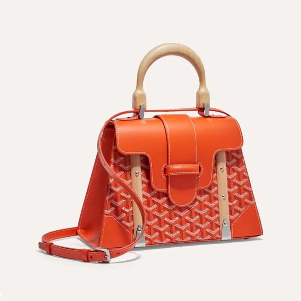 Goyard Women Sac Saïgon PM in Toile Goyardine & Clamecy Calfskin-Orange