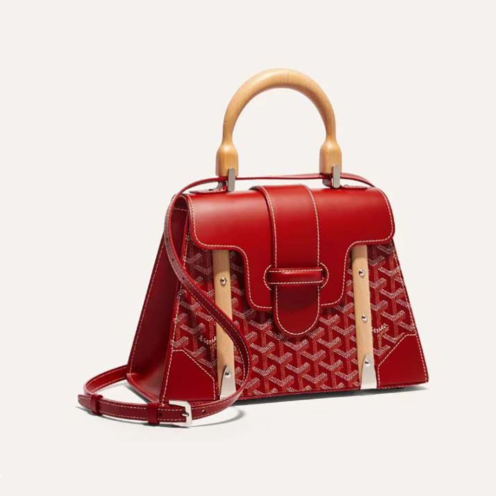 Goyard Women Sac Saïgon PM in Toile Goyardine & Clamecy Calfskin-Red