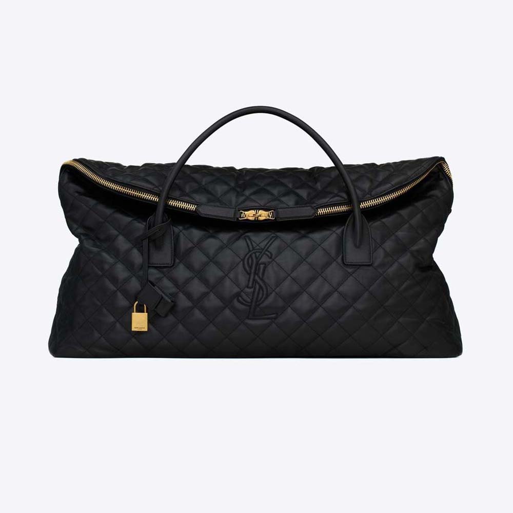 Saint Laurent YSL Women Es Giant Travel Bag In Quilted Leather Black Saint Laurent YSL Women Es Giant Travel Bag In Quilted Leather Black