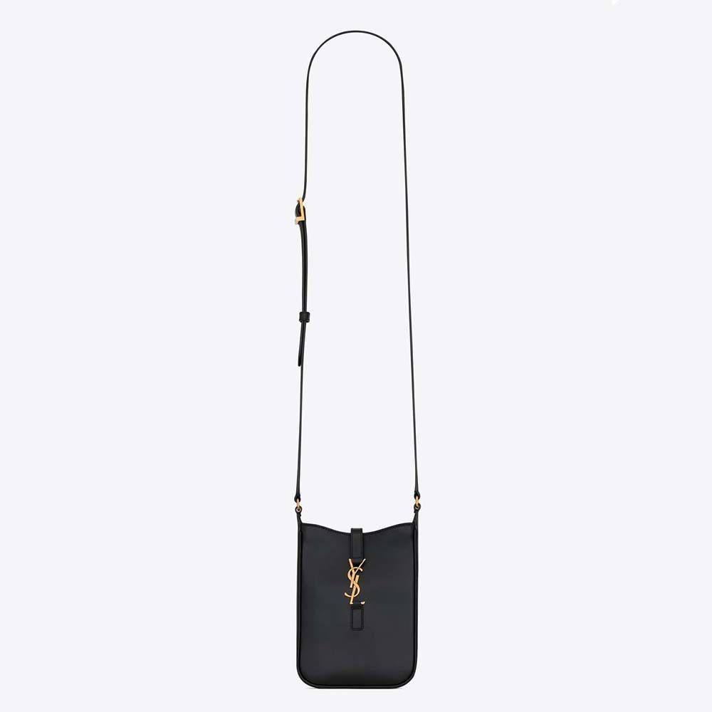 Saint Laurent YSL Women Le 5 à 7 Mini Vertical in Shiny Leather-Black