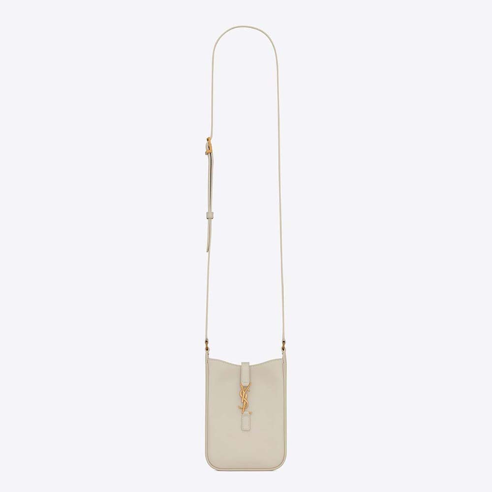 Saint Laurent YSL Women Le 5 à 7 Mini Vertical in Shiny Leather-White