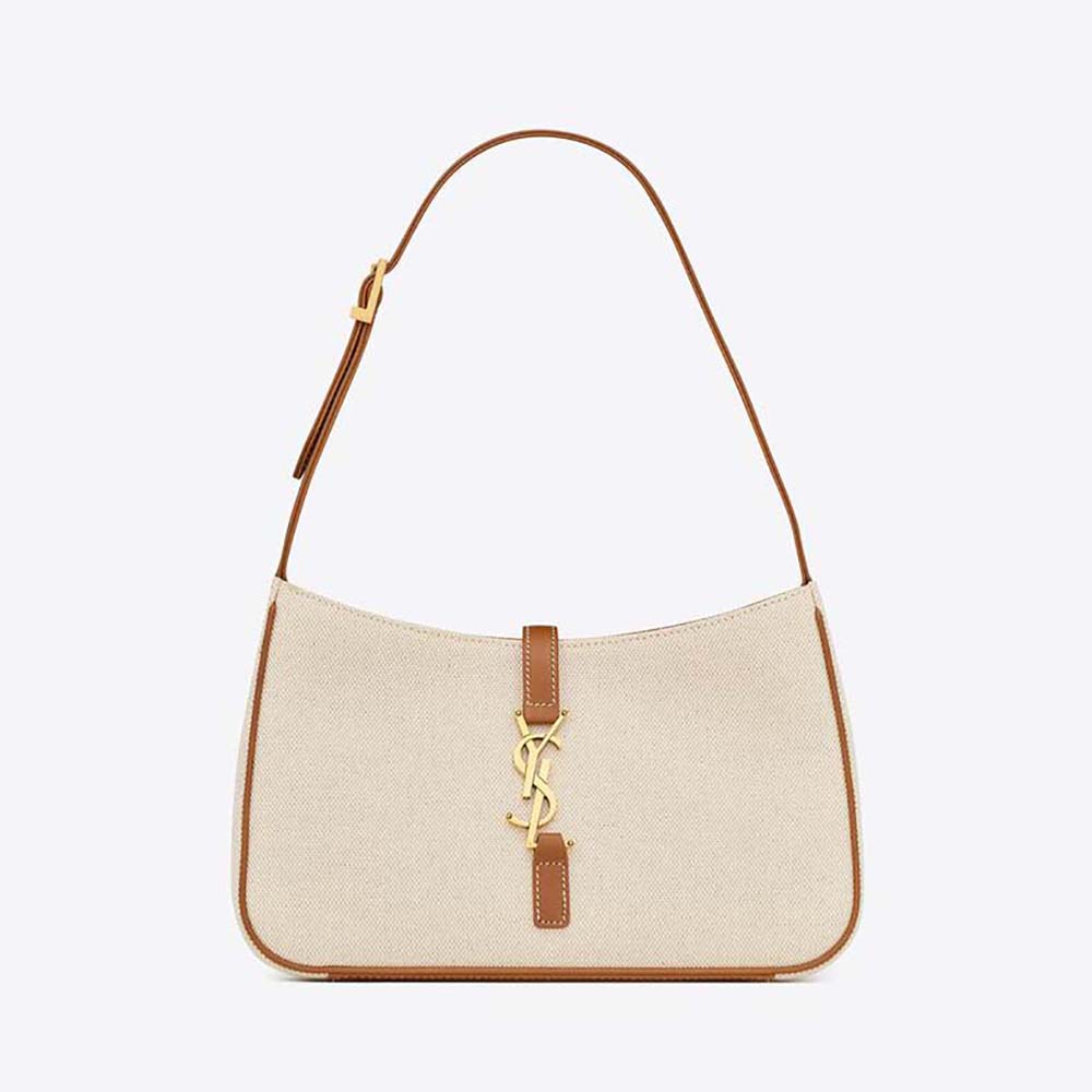 Saint Laurent YSL Women Le 5 à 7 in Canvas and Leather-Beige