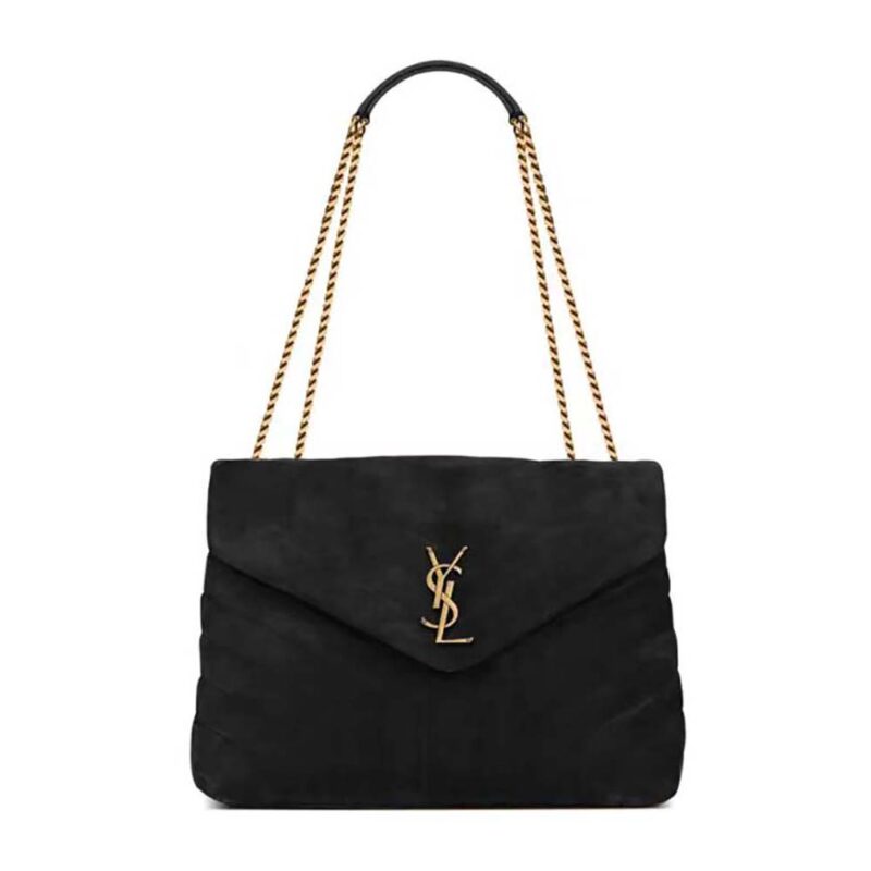 Saint Laurent YSL Women Loulou Medium in Quilted Y Suede-Green